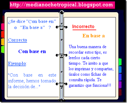 Medianoche Tropical: ¿Se dice "En base a" o "con base en"?